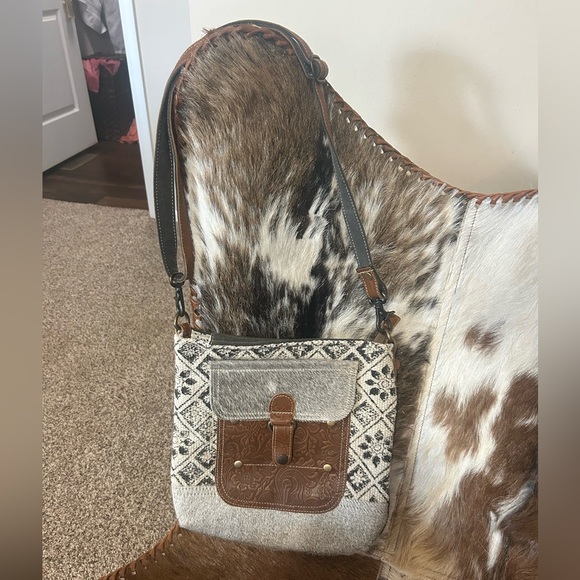 Myra Bag | Bags | New Myra Western Cowhide Purse Brown And Gray ...